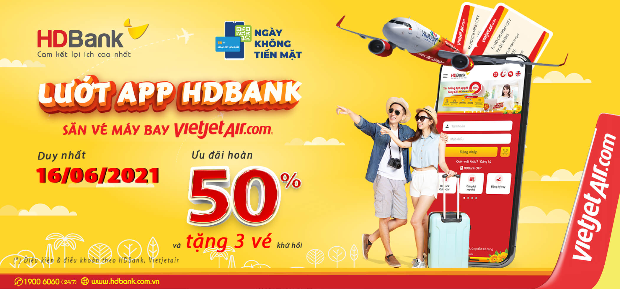 Lướt app HDbank săn vé máy bay Vietjet | Vietjet Air